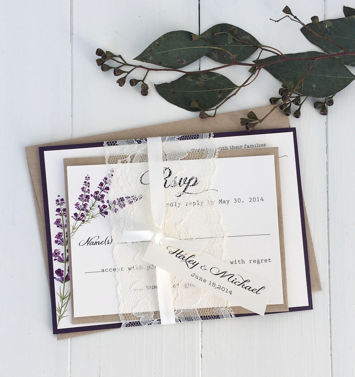 Elegant Lace Wedding Invitations Lavender Wedding Invitation - Etsy