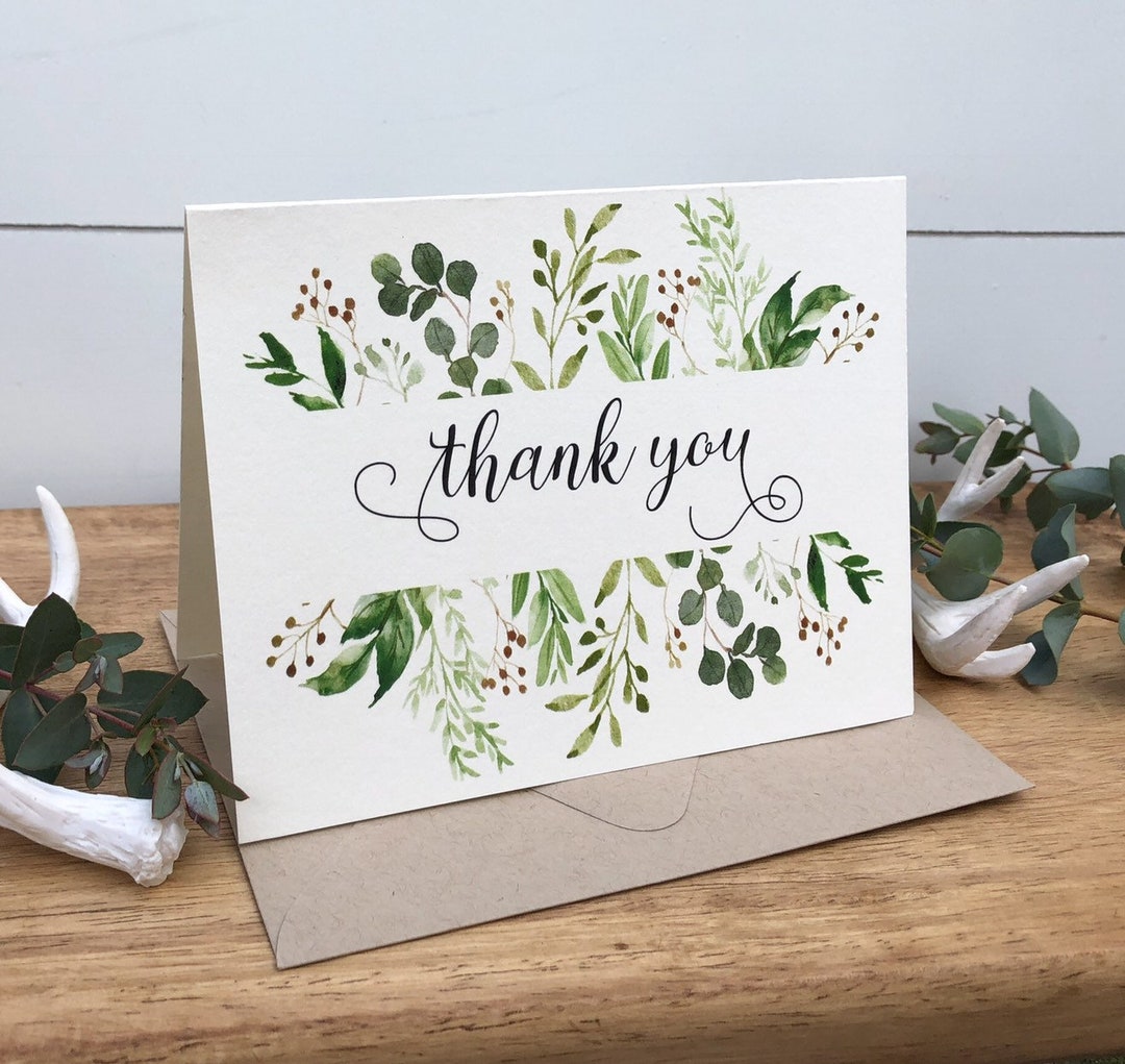 Thank You Cards. Rustic Thank You Cards. Weddings. Modern, Greenery ...