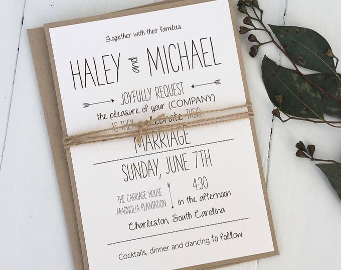 Rustic Wedding Invitation Modern Wedding Invitation Modern | Etsy