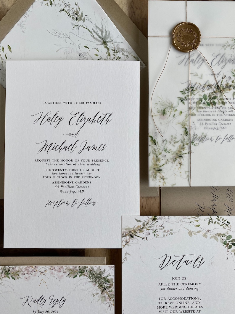 Rustic Wedding Invitation Greenery Wedding Invitation With - Etsy