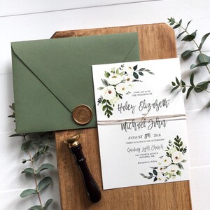 Rustic Floral Wedding Invitations With Greenery, Rustic Greenery ...