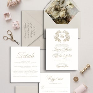 Letterpress Monogram Wedding Invitation Delicate Fine Art Wedding ...