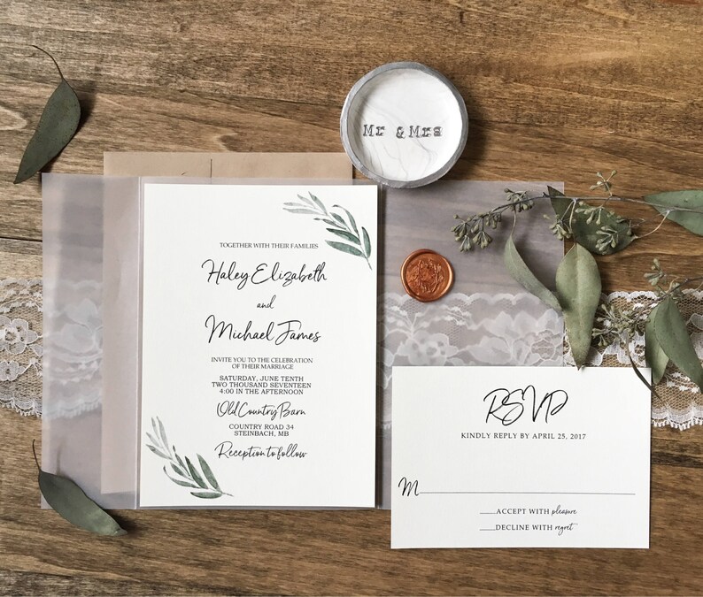 Vellum Wedding Invitation Translucent Wedding Invitation | Etsy