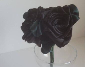 Black and Red Ribbon Rose Bouquet medium - Etsy