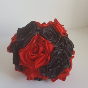 Black and Red Ribbon Rose Bouquet (medium) - Etsy
