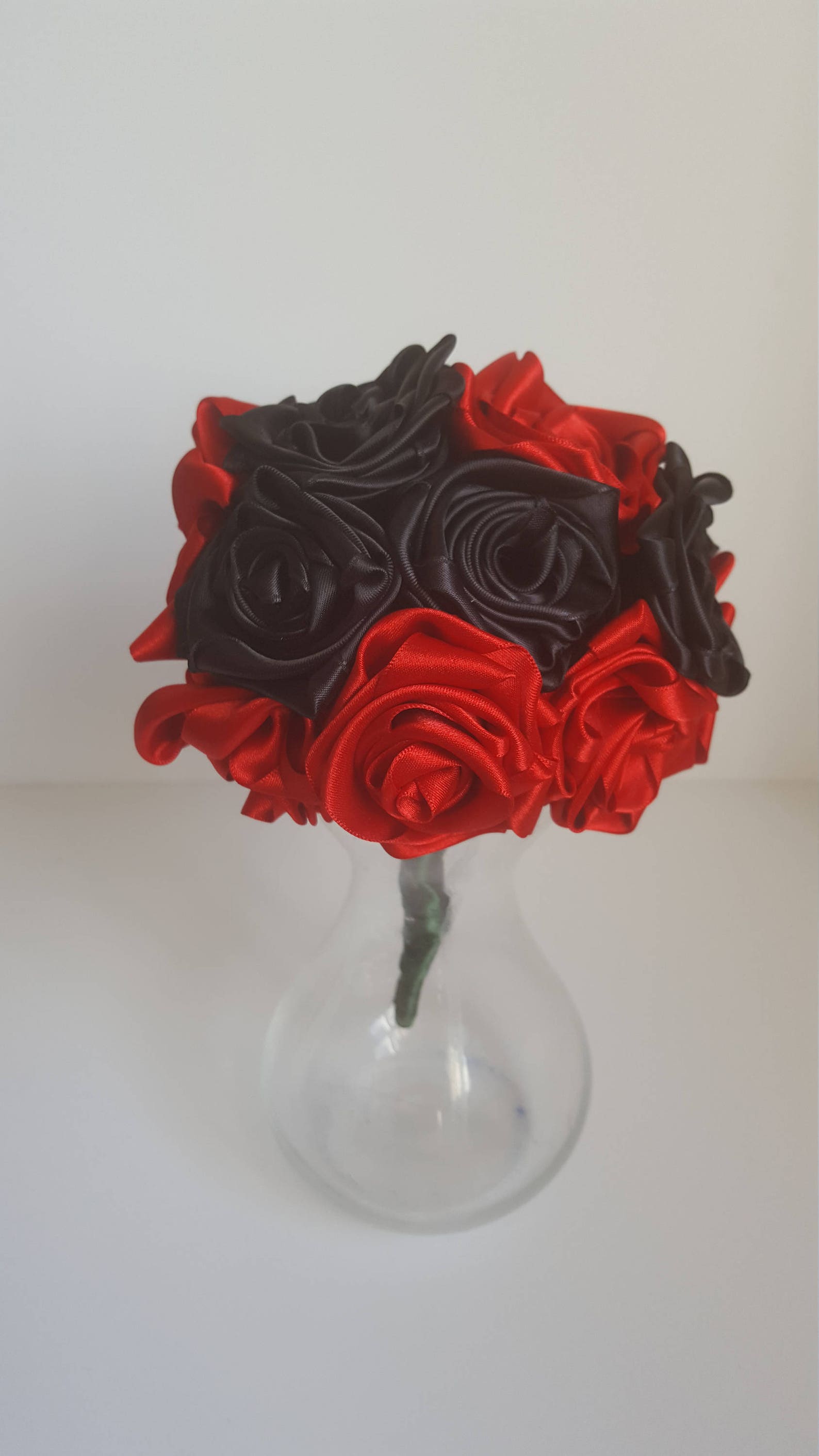 Black and Red Ribbon Rose Bouquet (medium) - Etsy