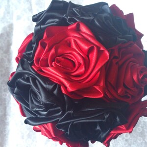 Black and Red Ribbon Rose Bouquet (medium) - Etsy