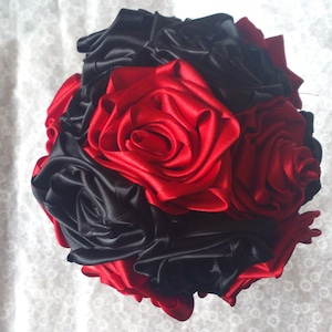 Black and Red Ribbon Rose Bouquet (medium) - Etsy