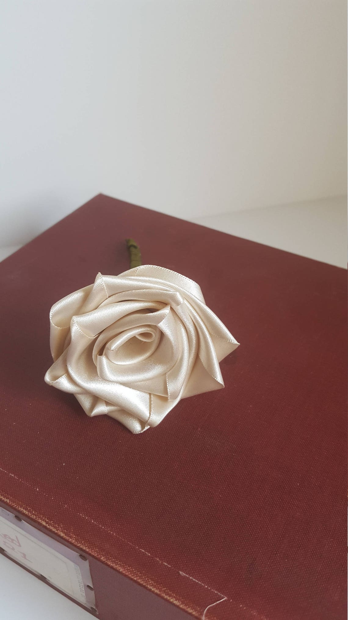 White Satin Ribbon Rose Buttonhole / Bouttoniere - Etsy