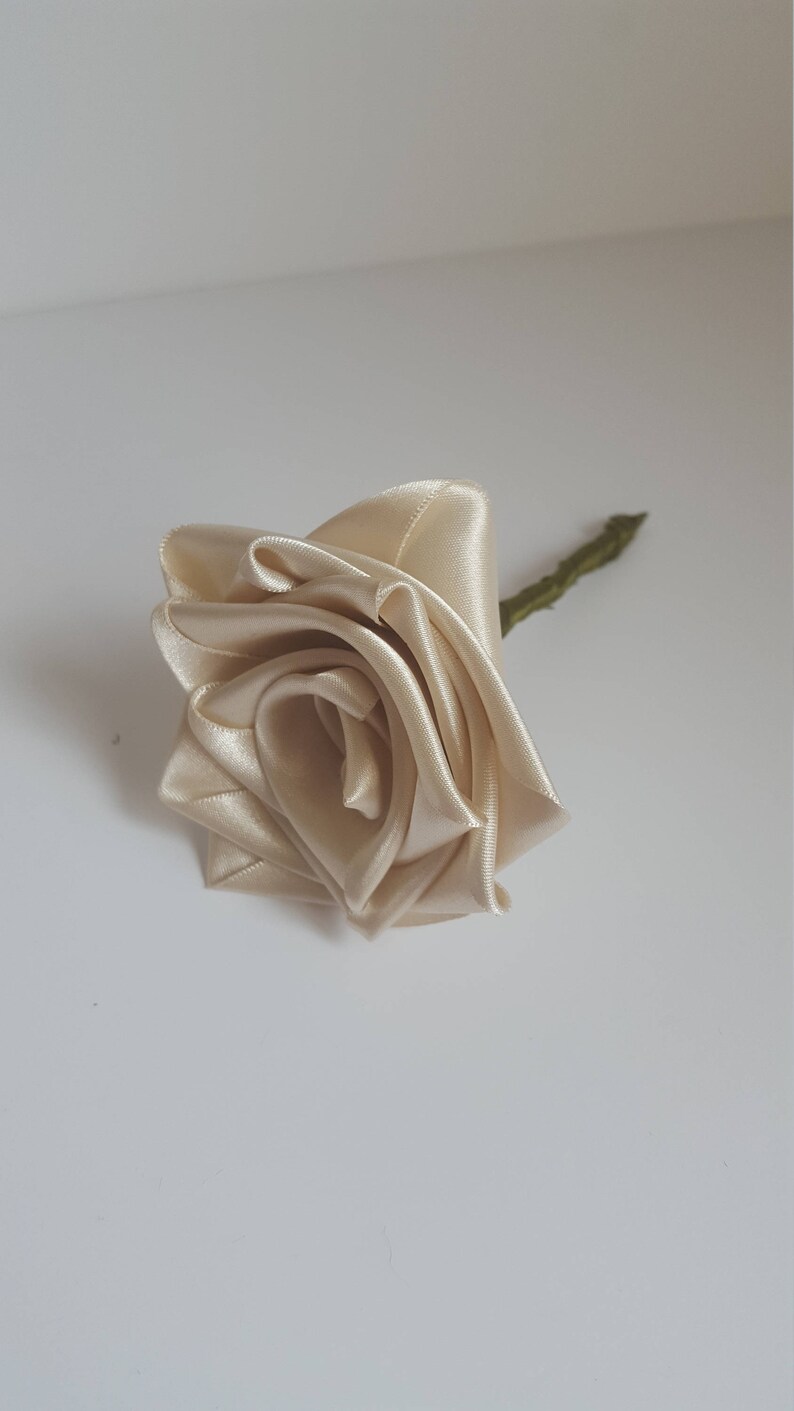 White Satin Ribbon Rose Buttonhole / Bouttoniere - Etsy