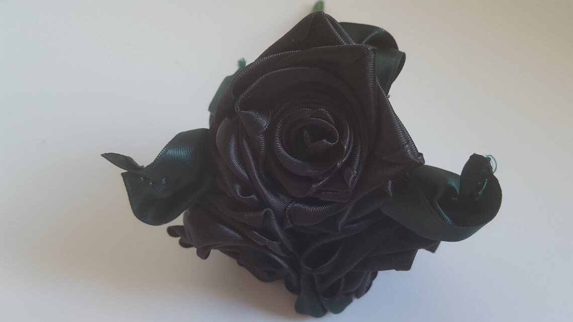 Black Ribbon Rose Posy | Etsy
