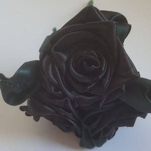 Black Ribbon Rose Posy - Etsy