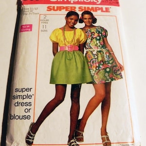 1960s Peasant Blouse Dress Raglan Sleeve Elastic Casing Simple Easy ...