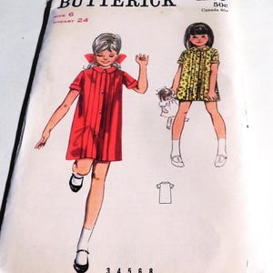 1960s Girls Dress Straight Tucked Button Front Vintage Sewing Pattern ...