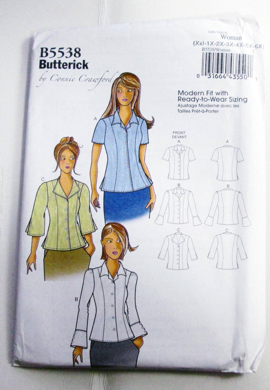 Full Figure Blouse Shirt Princess Seam Connie Crawford Sewing Pattern ...