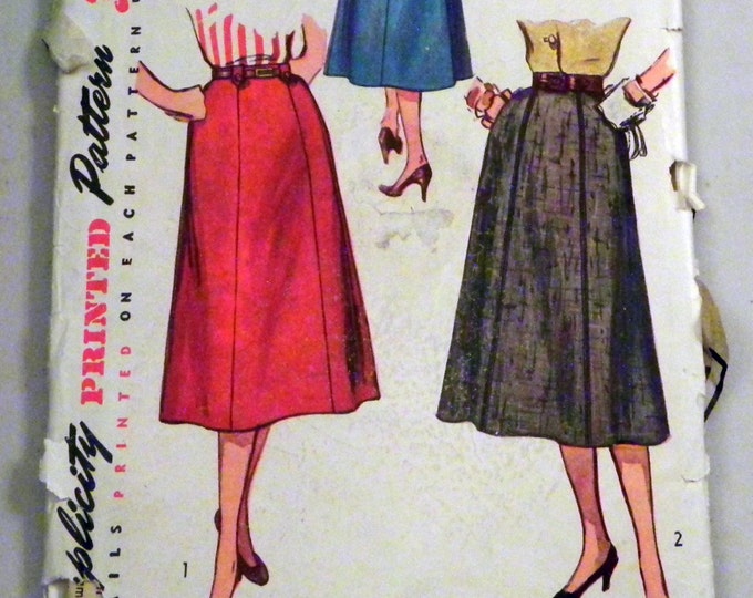 1950s Gored Skirt Sewing Pattern Rockabilly Simplicity 4375 Waist Size ...