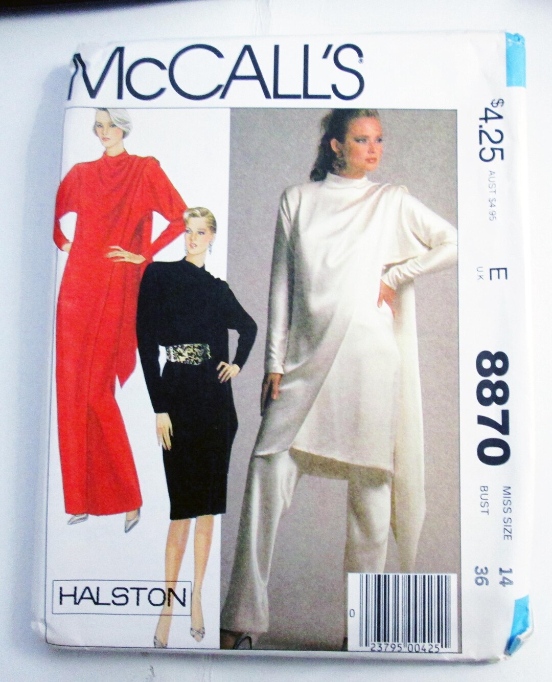 1980s Halston Evening Gown Tunic Dress Pants Cocktail Scarf Vintage ...