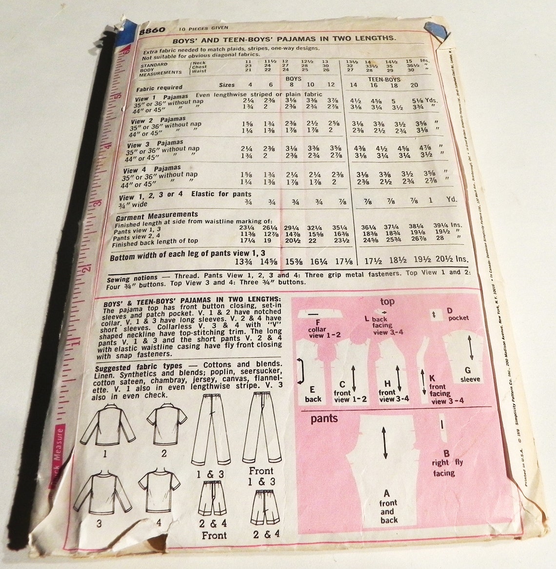 1970s Boys Pjs Pajamas Sleep Pants Night Shirt Vintage Sewing Pattern ...