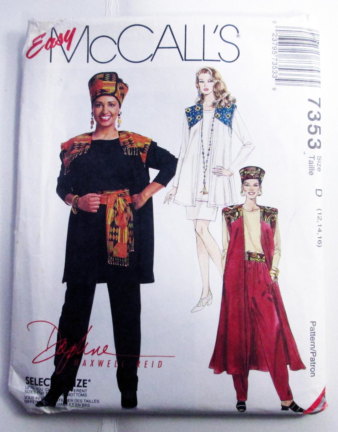 1990s Daphne Maxwell Reid Long Vest African Print Pants Skirt Headdress ...