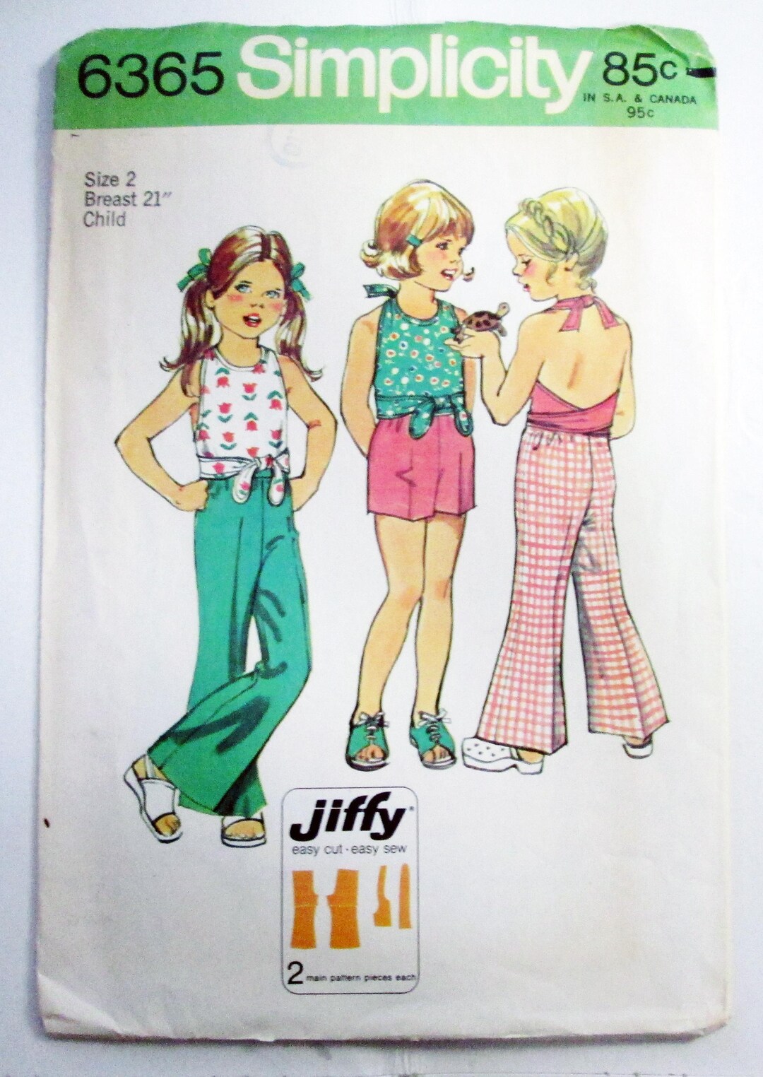1970s Toddler Bell Bottom Pants Halter Top Jiffy Vintage Sewing Pattern ...