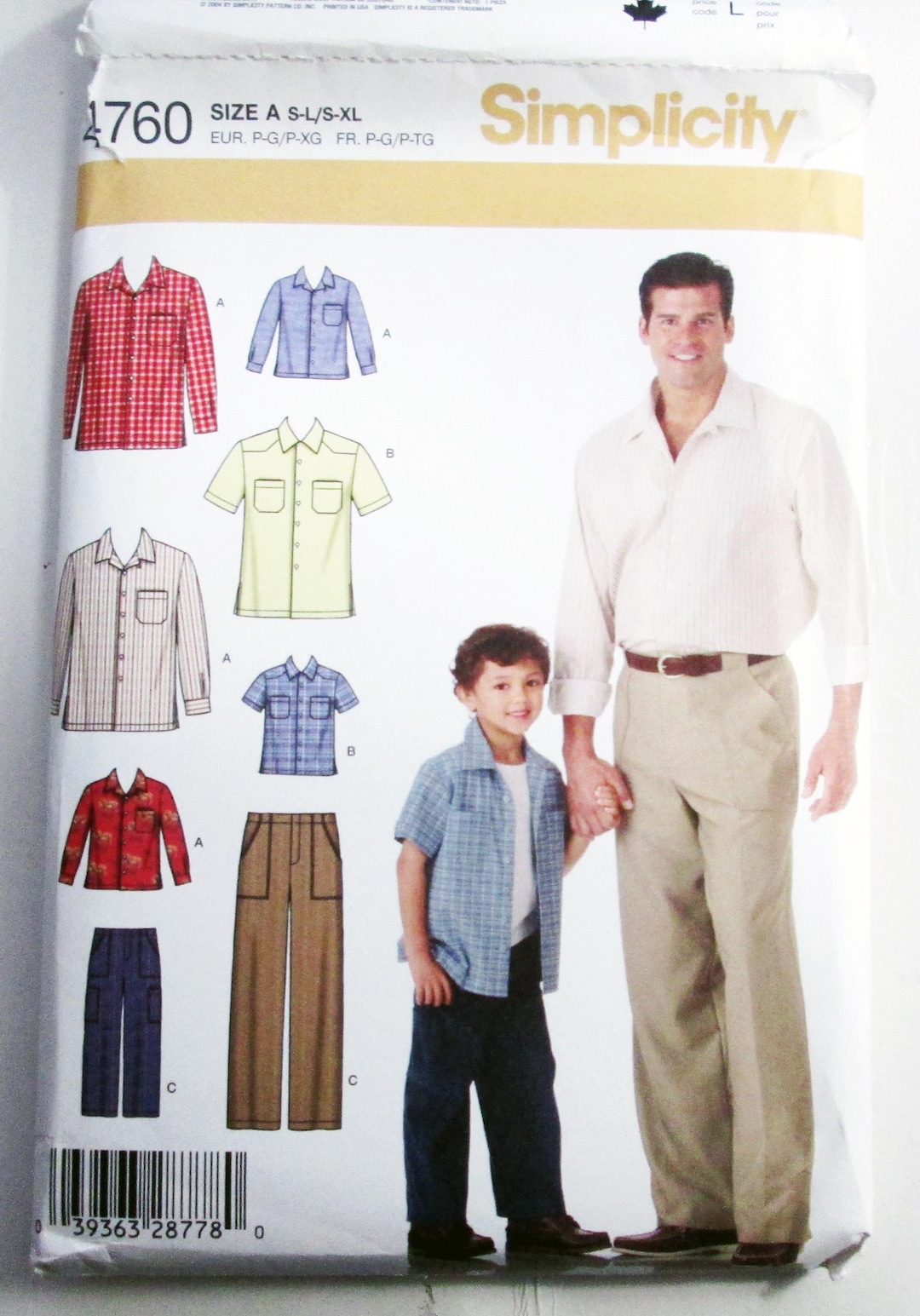 Men's Boys Matching Dress Shirt Button Cargo Pants Sewing Pattern ...
