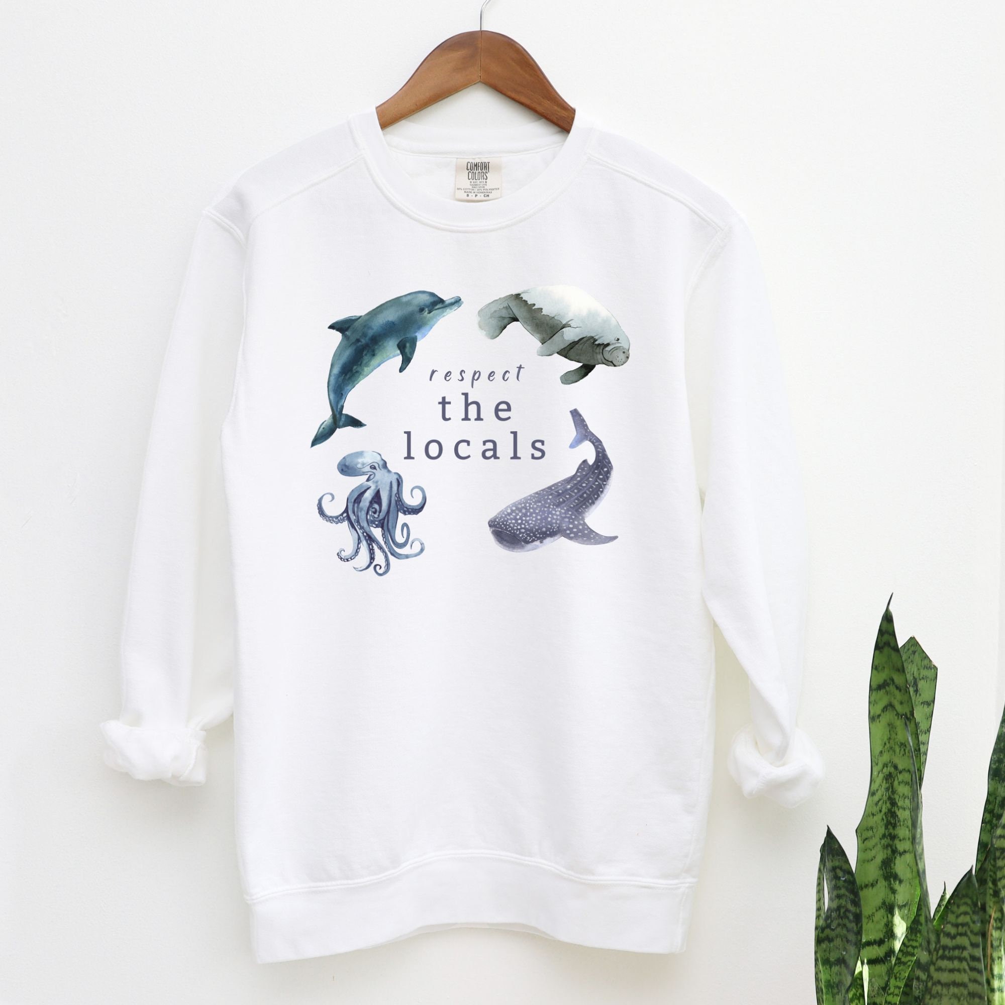 Ocean Inspired Style Sweatshirt Whale Shark Shirt Respect the Locals ...