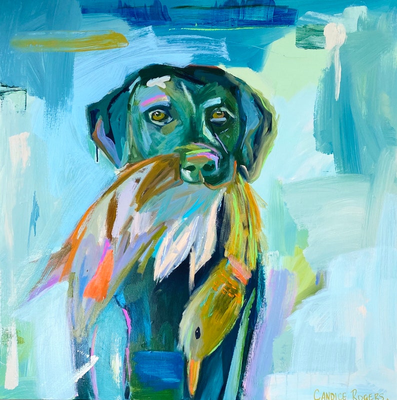 Black Lab Painting Black Lab Wall Decor Labrador Retriever Canvas ...