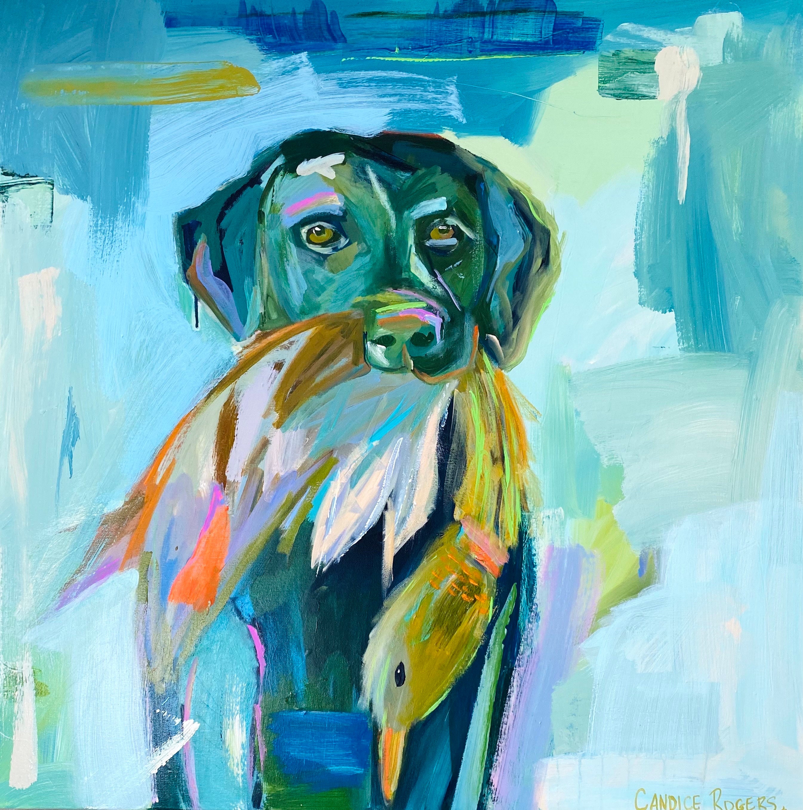 Black Lab Painting Black Lab Wall Decor Labrador Retriever Canvas ...