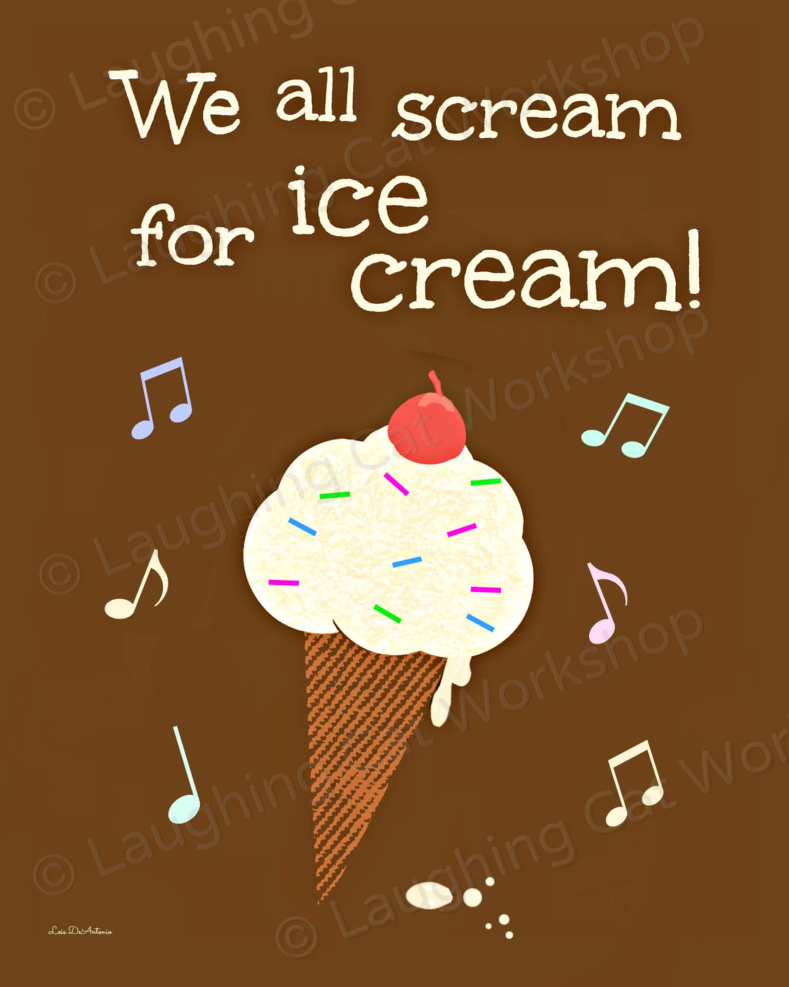 I Scream You Scream We All Scream for Ice Cream Art, Cute Baby Print ...