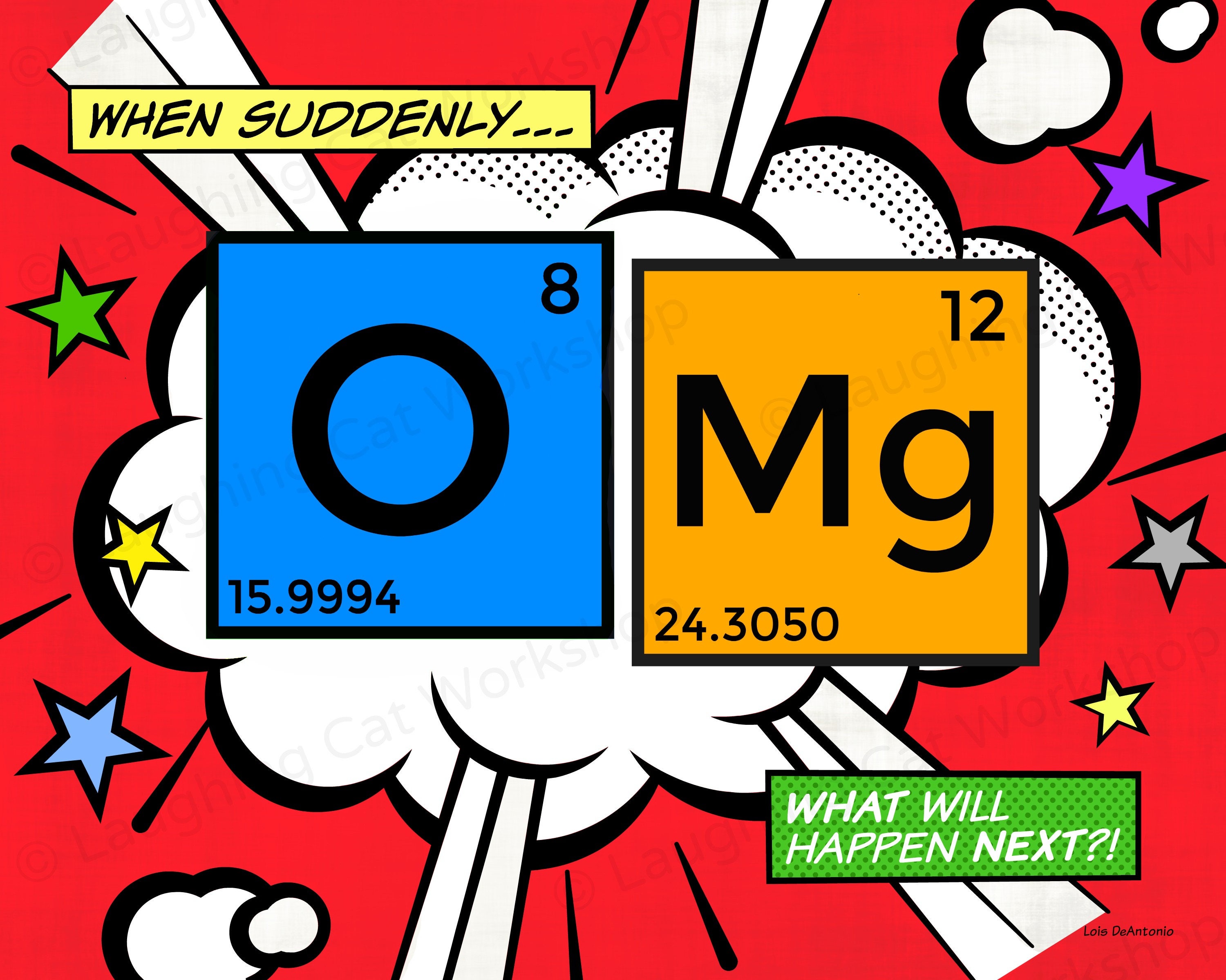 Funny Science Art OMG Comic Technology Chemistry Teacher Print Girl ...