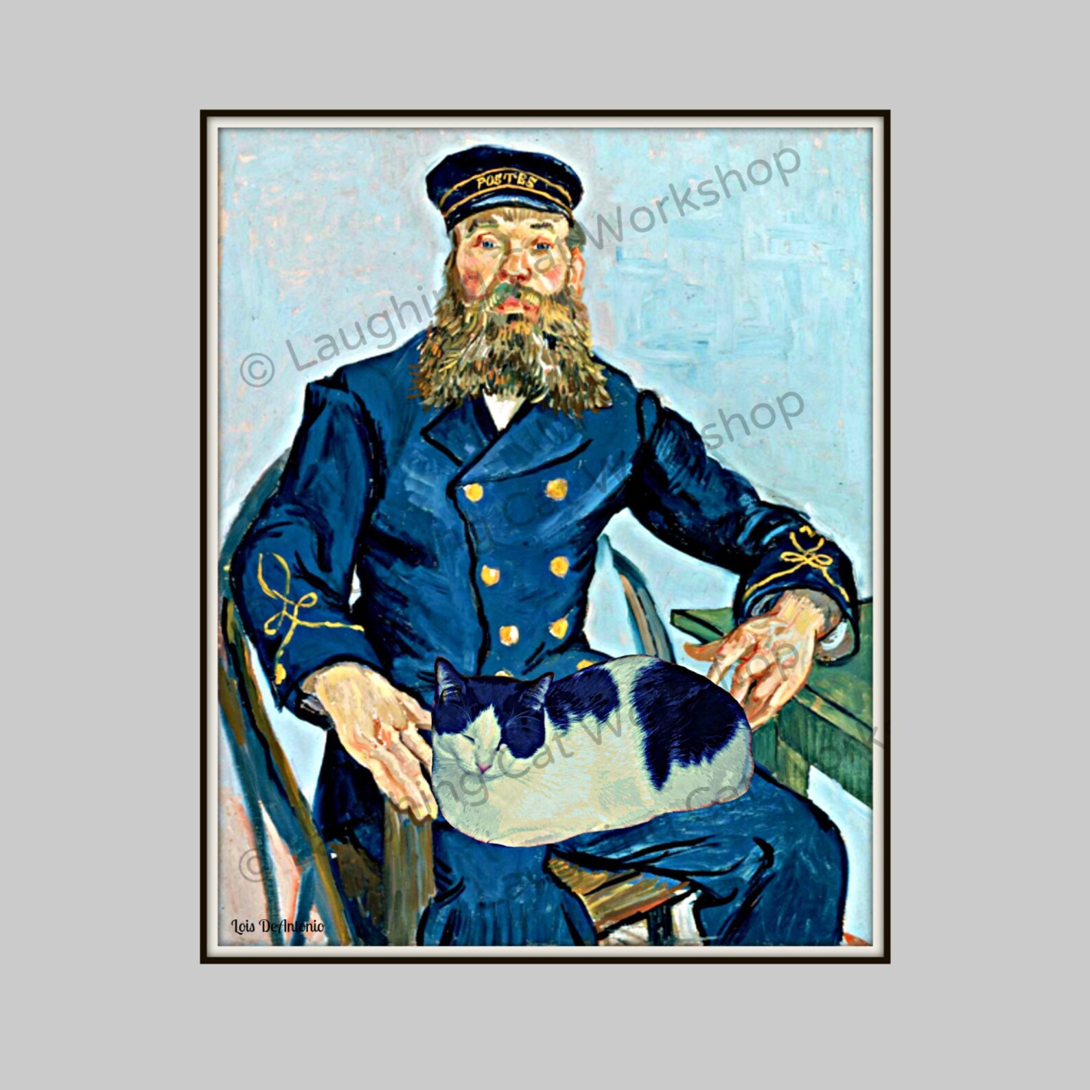 Funny Hipster Cat Art Print Vincent Van Gogh Mailman Art French Artist ...