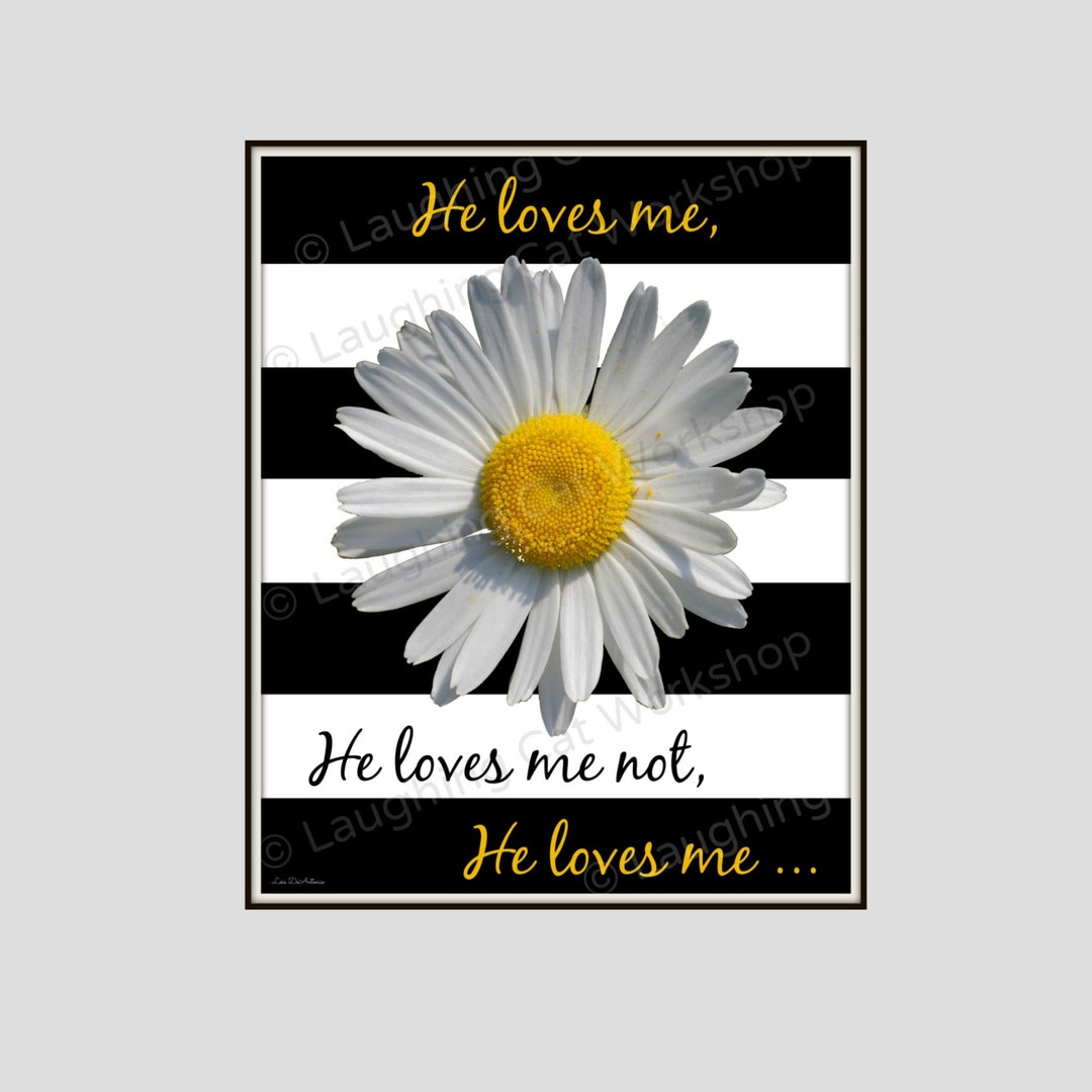Hipster He Loves Me He Loves Me Not Print Daisy Art Funny Girl Art Cute ...