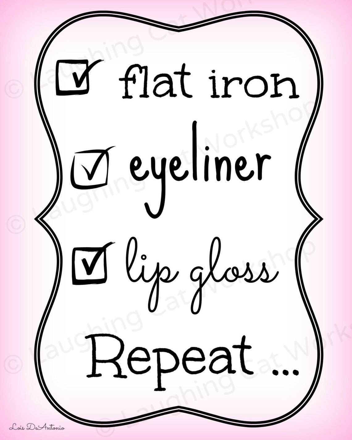 Funny Bathroom Print Blue Pink Bathroom Art Primping Hair | Etsy