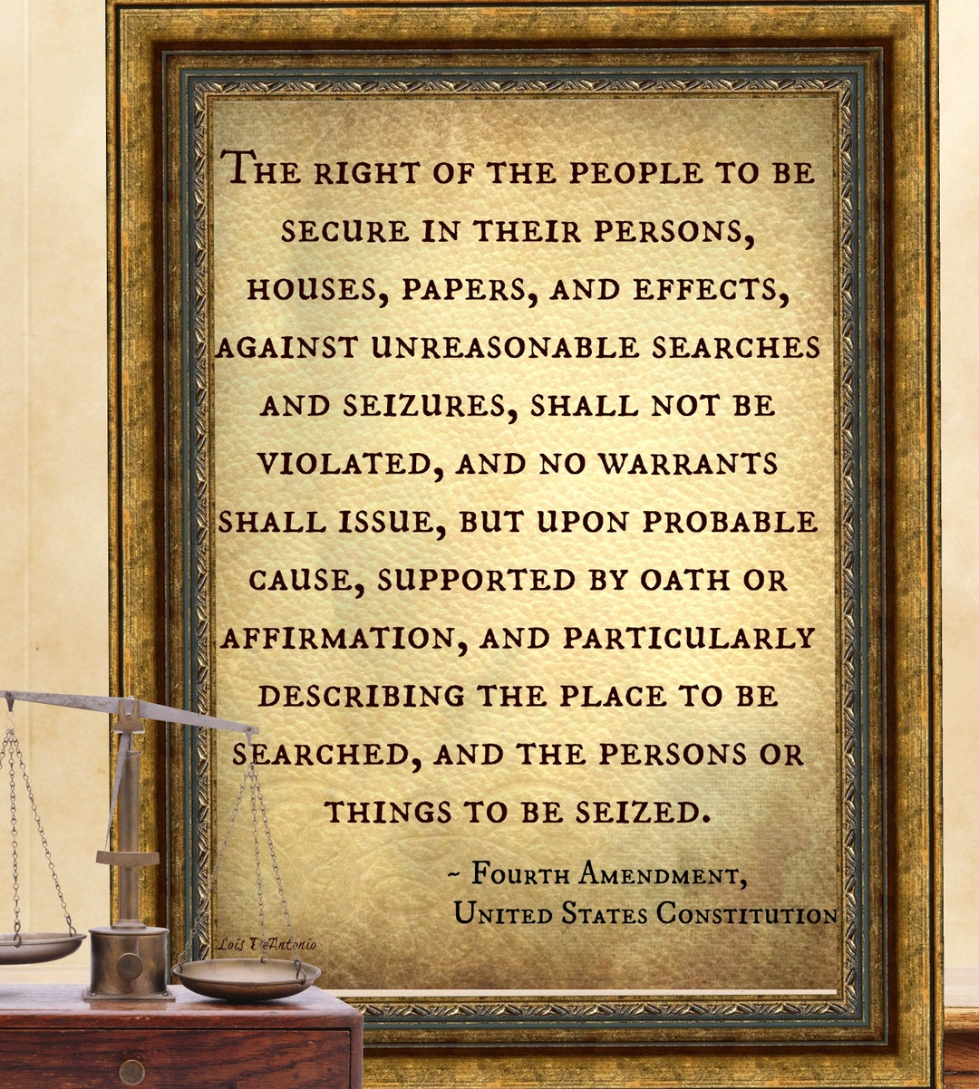 4th Fourth Amendment Constitution Art Print Attorney Lawyer Art Civil ...