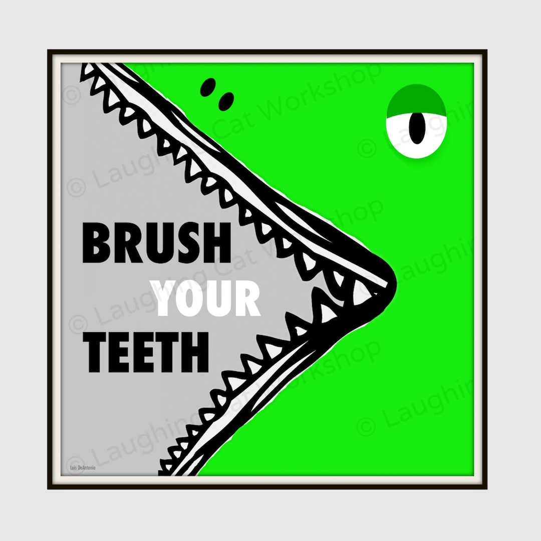 Brush Your Teeth Art Alligator Art Kid Bathroom Art Print Health ...