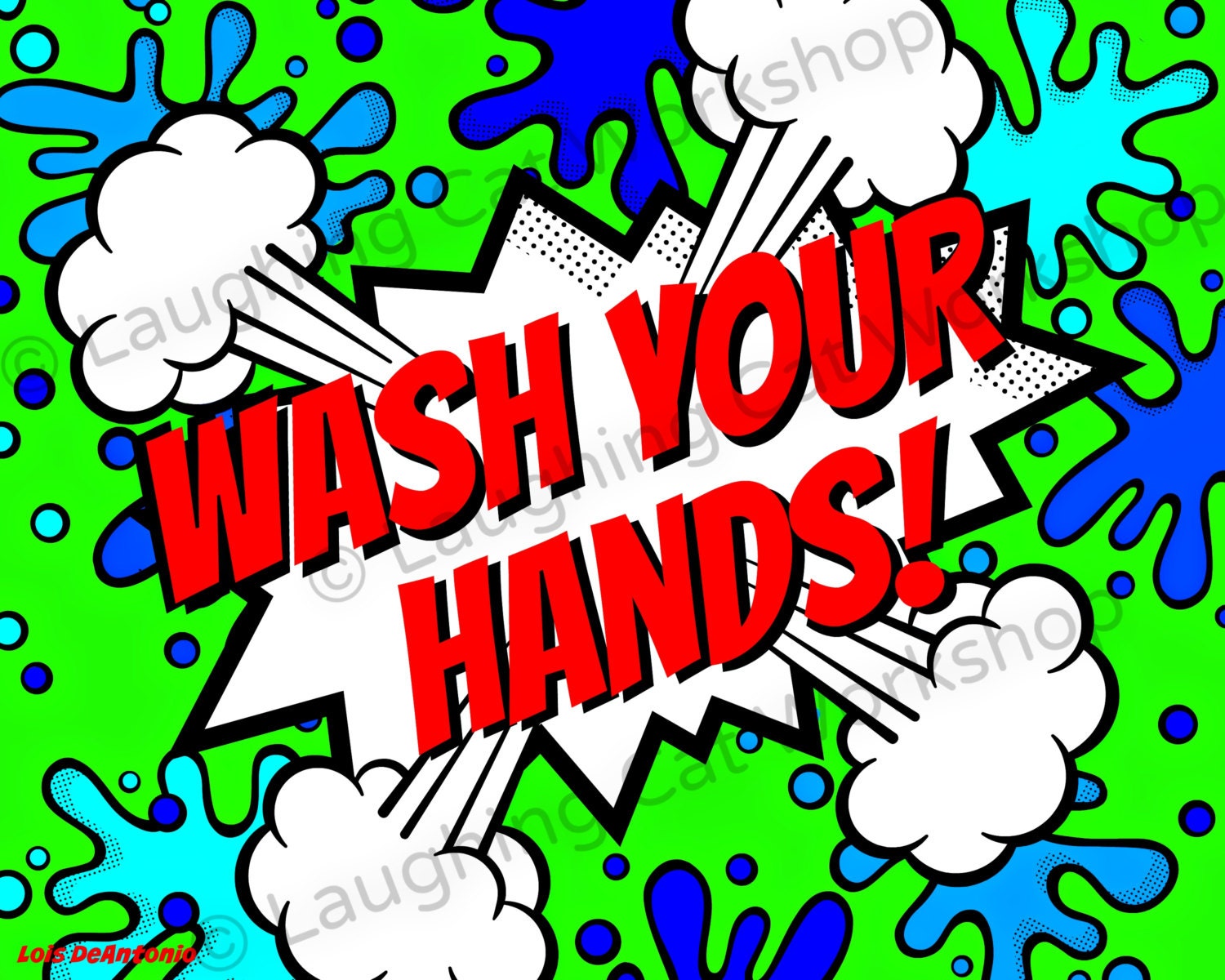 Wash Your Hands Funny Superhero Comic Bathroom Art Back to School Nurse ...