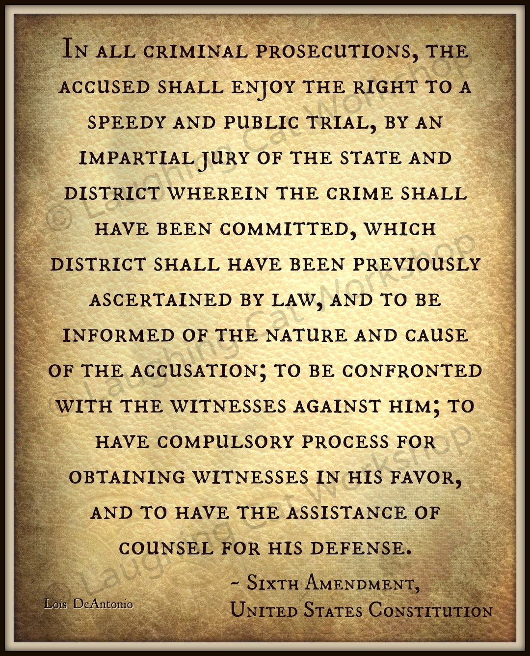 6th Sixth Amendment US Constitution Art Print Civil Rights Attorney ...