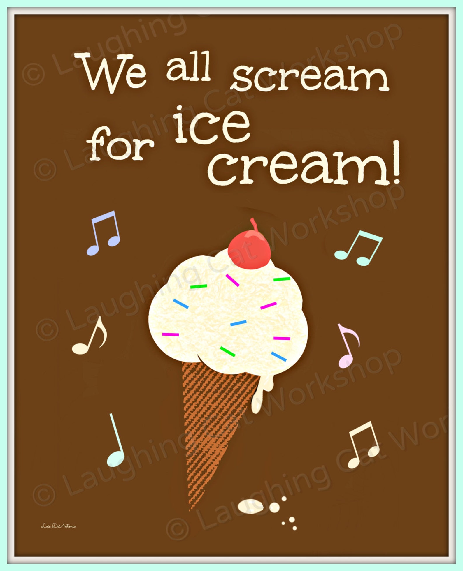 I Scream You Scream We All Scream for Ice Cream Art, Cute Baby Print ...