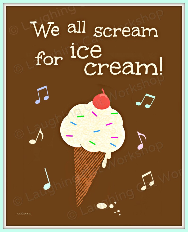 I Scream You Scream We All Scream for Ice Cream Art, Cute Baby Print ...