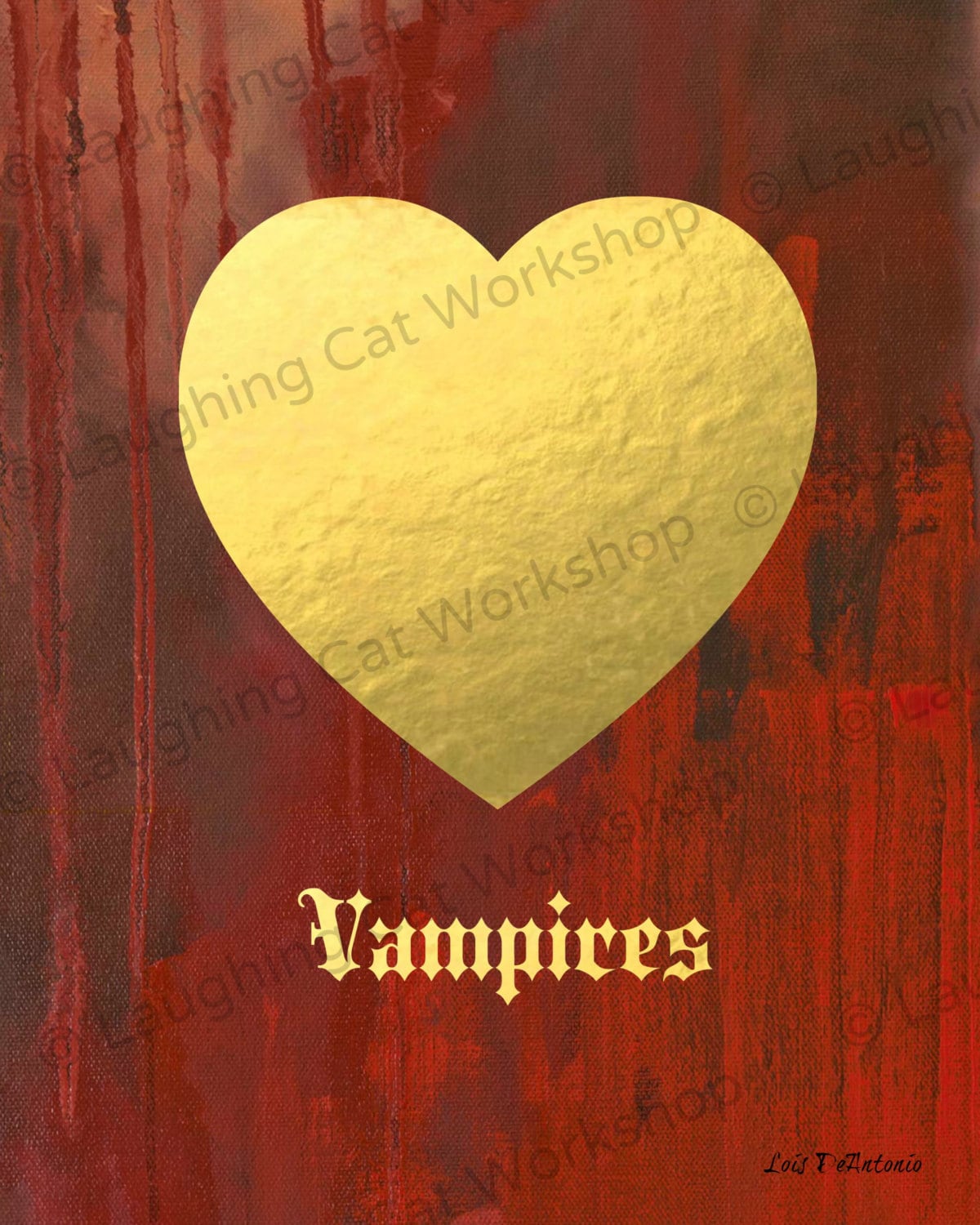 Hipster Vampire Dorm Decor Halloween Vampire Heart Art Gold Heart Print ...