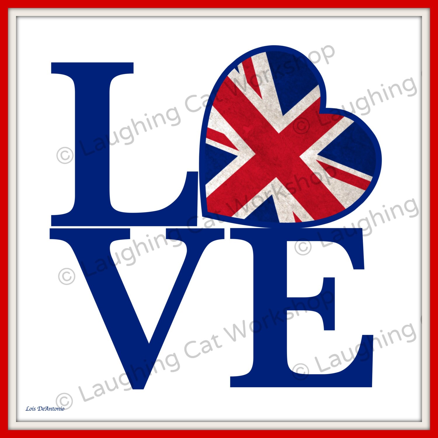 Union Jack Heart Print British Print UK Wall Art Cute English Wall ...