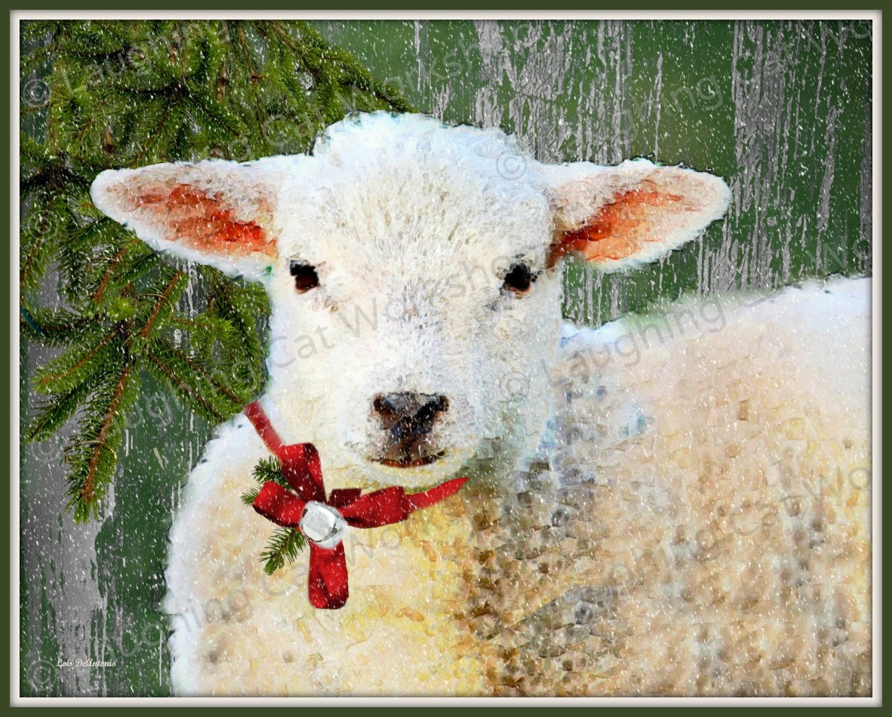 Christmas Manger Sheep Art Print Country Rustic Christmas Decor Lamb ...