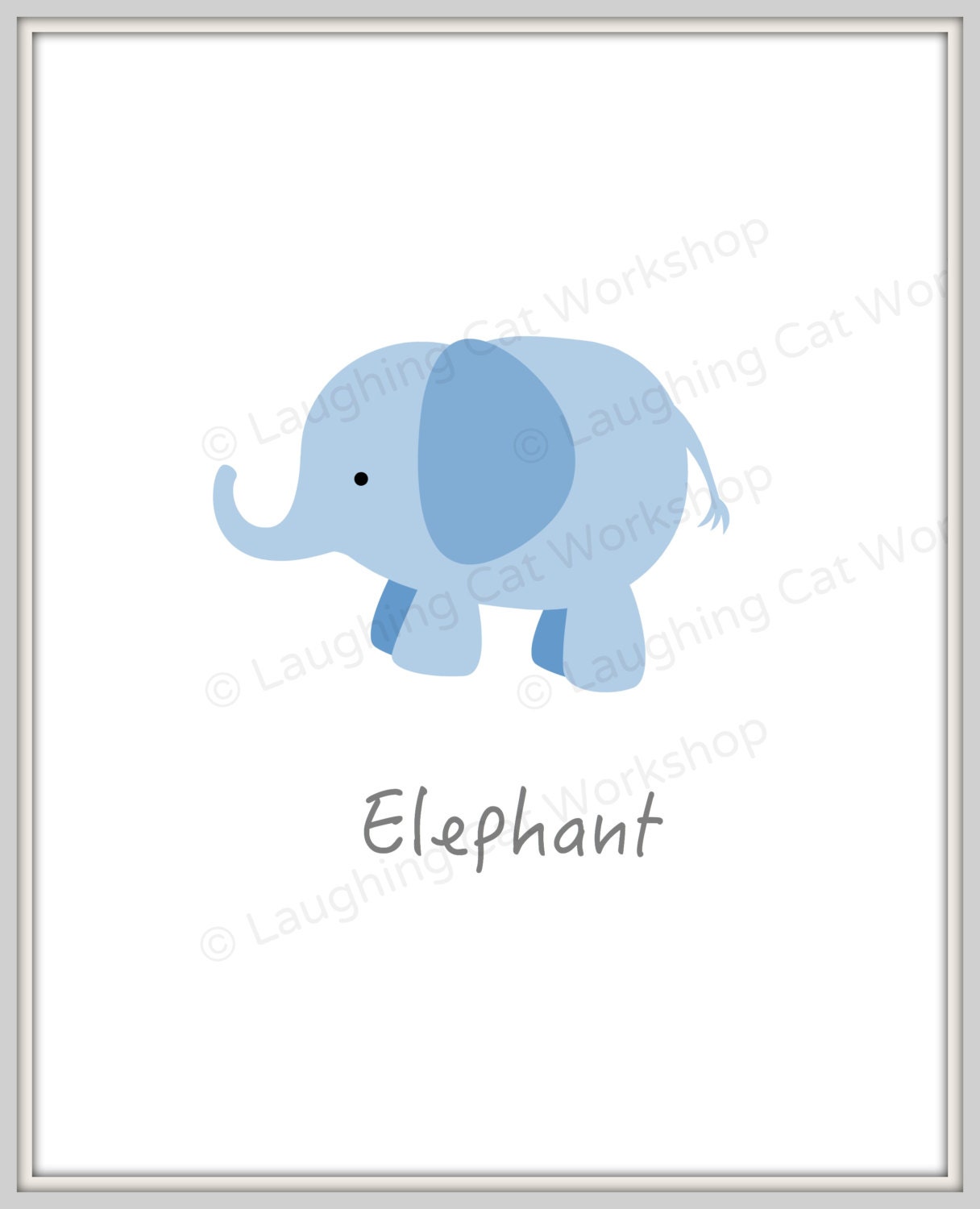 Cute Elephant Print Cute Baby Print Pastel Blue Nursery Art Safari ...