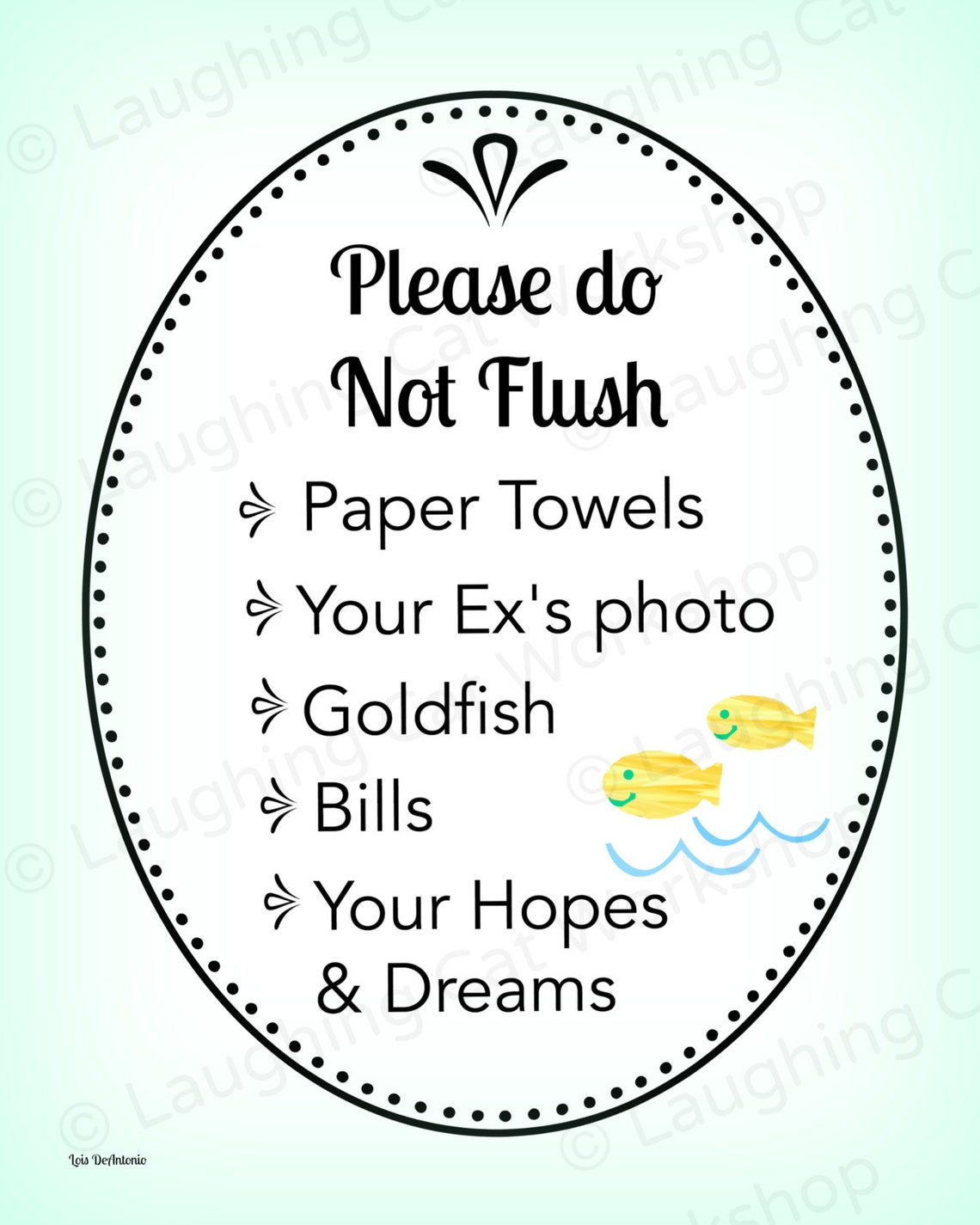 Funny Bathroom Print Flush Toilet Art Funny Bathroom Wall Decor Aqua ...