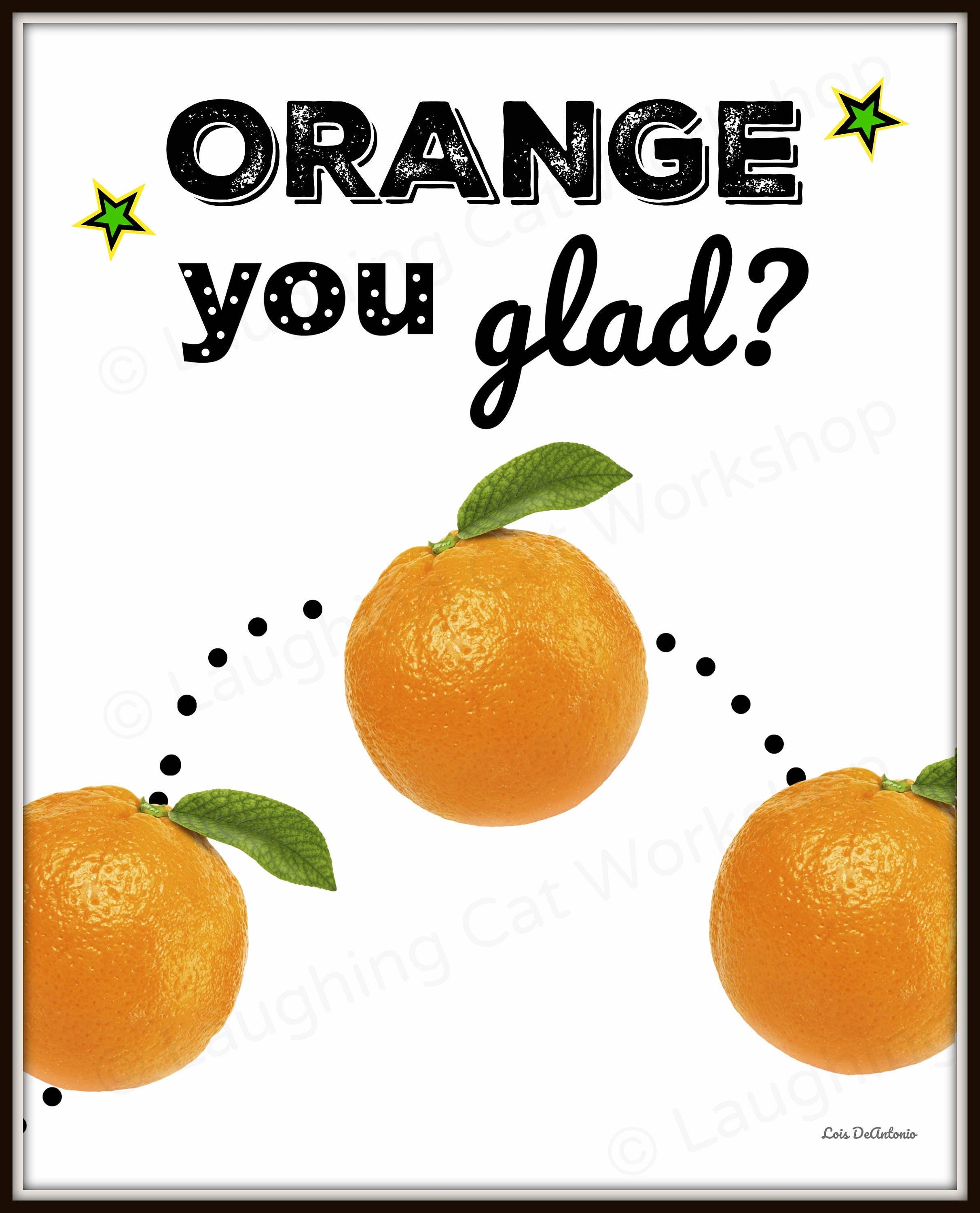 Funny Fruit Orange Art Print Modern Kitchen Decor Children Back to ...
