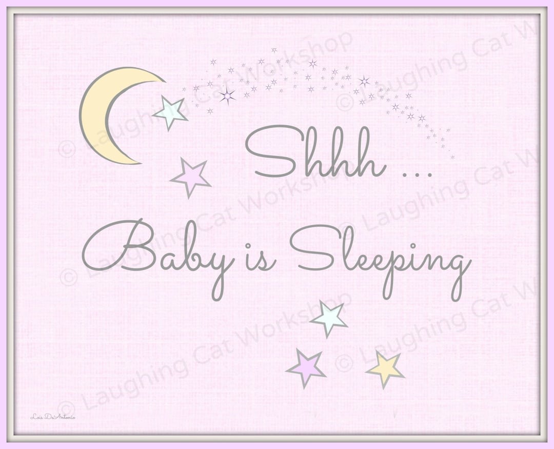 Cute Baby Art Print Whimsical Baby Door Art Sleeping Nap Bedtime Art ...