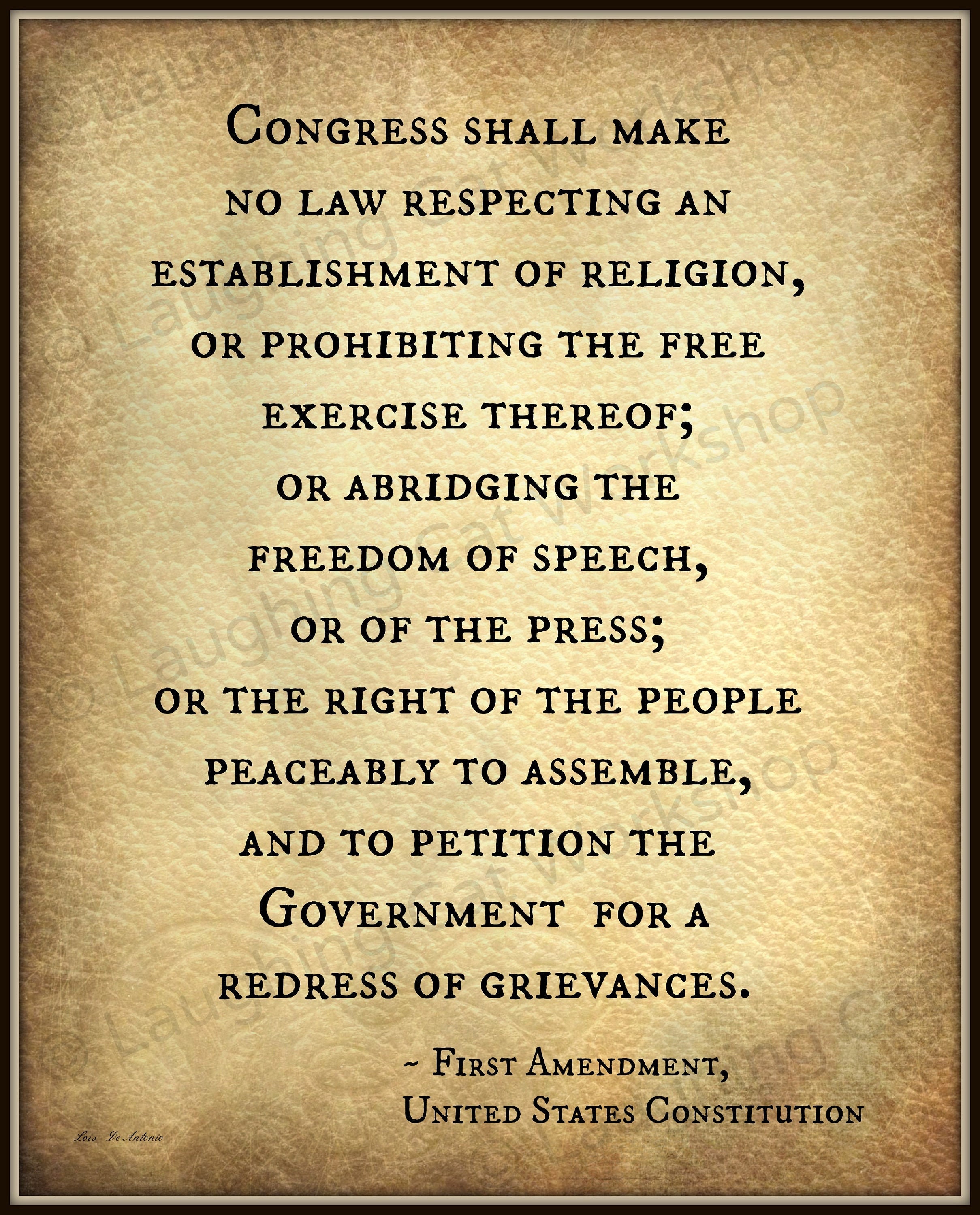 1st Amendment First Amendment US Constitution Print Attorney Lawyer Art ...