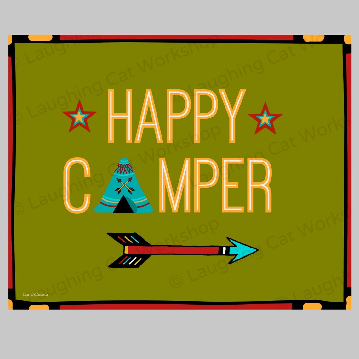 Happy Camper Print Camping Wall Art Summer Camp Art Children's Outdoors ...