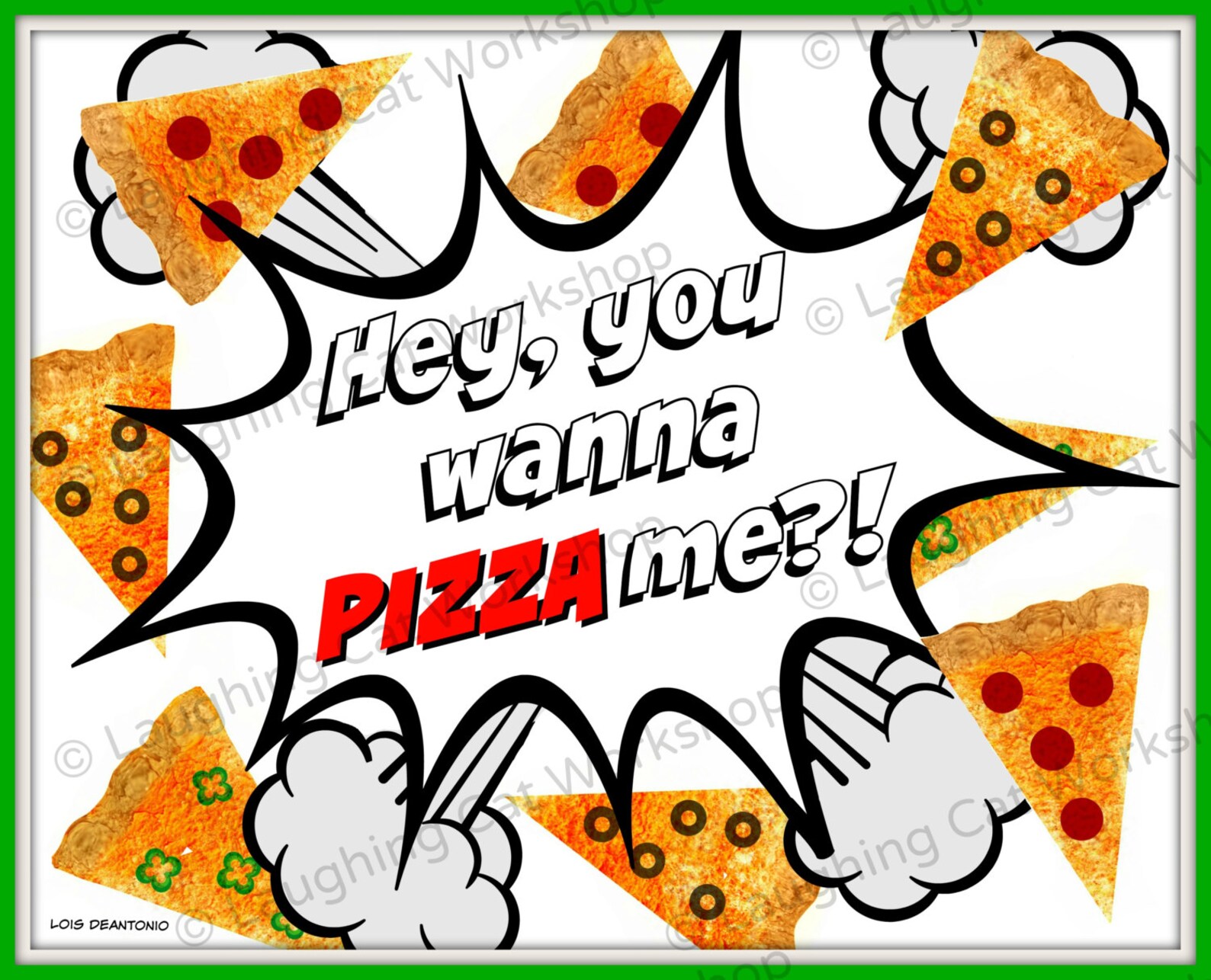 Funny Pizza Print Cute Comic Art Print Kid Superhero Print Pizza Lover ...