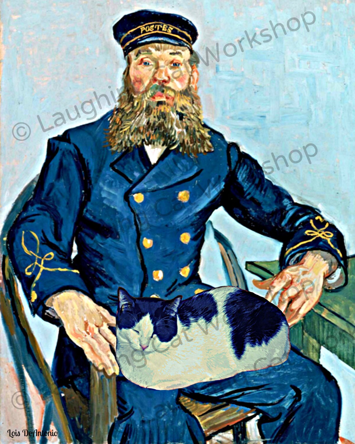 Funny Hipster Cat Art Print Vincent Van Gogh Mailman Art French Artist ...